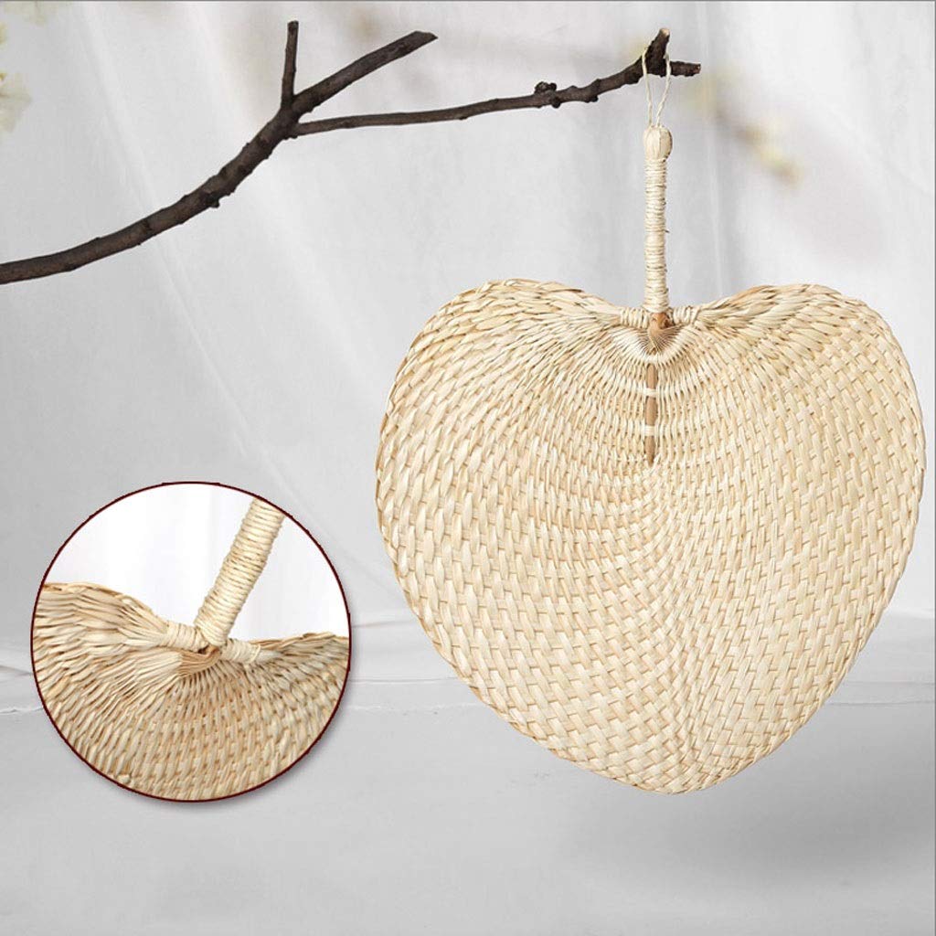 Handmade Folding Fan Vintage Hand-Woven Fan innovative Handmade Cattail Leaf Braided Round Fan, Chinese Style Natural Handheld Palm-leaf Fan Cool Fan Exquisite Handicraft Perfect For Summer, Home Deco