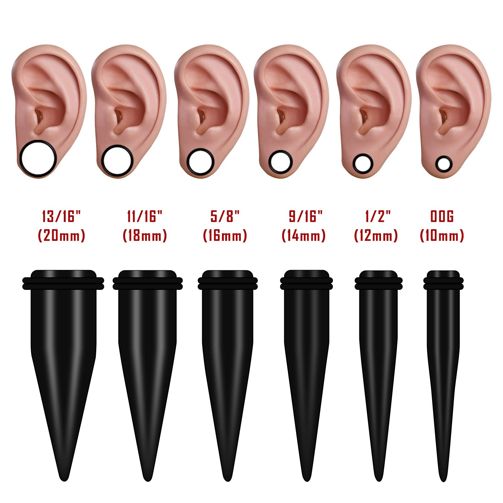 Stuppendux 24PCS 00G-13/16 10mm-20mm Acrylic Big Gauges Kit Ear Stretching Tunnels Plugs Tapers Expander