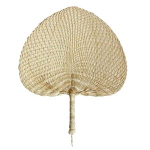 handmade folding fan vintage hand-woven fan innovative handmade cattail leaf braided round fan, chinese style natural handheld palm-leaf fan cool fan exquisite handicraft perfect for summer, home deco