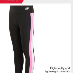 New Balance Girls' Active Leggings - 2 Pack Full Length Performance Yoga Pants (7-16), Size 14-16, Black/Pink Grey