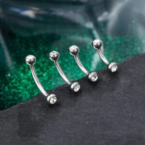 COCHARM G23 Solid Titanium 14G Belly Button Rings CZ Cute Internally Threaded Hypoallergenic Belly Piercing Navel Rings