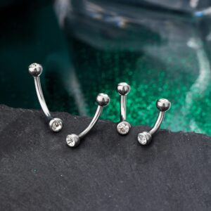 COCHARM G23 Solid Titanium 14G Belly Button Rings CZ Cute Internally Threaded Hypoallergenic Belly Piercing Navel Rings