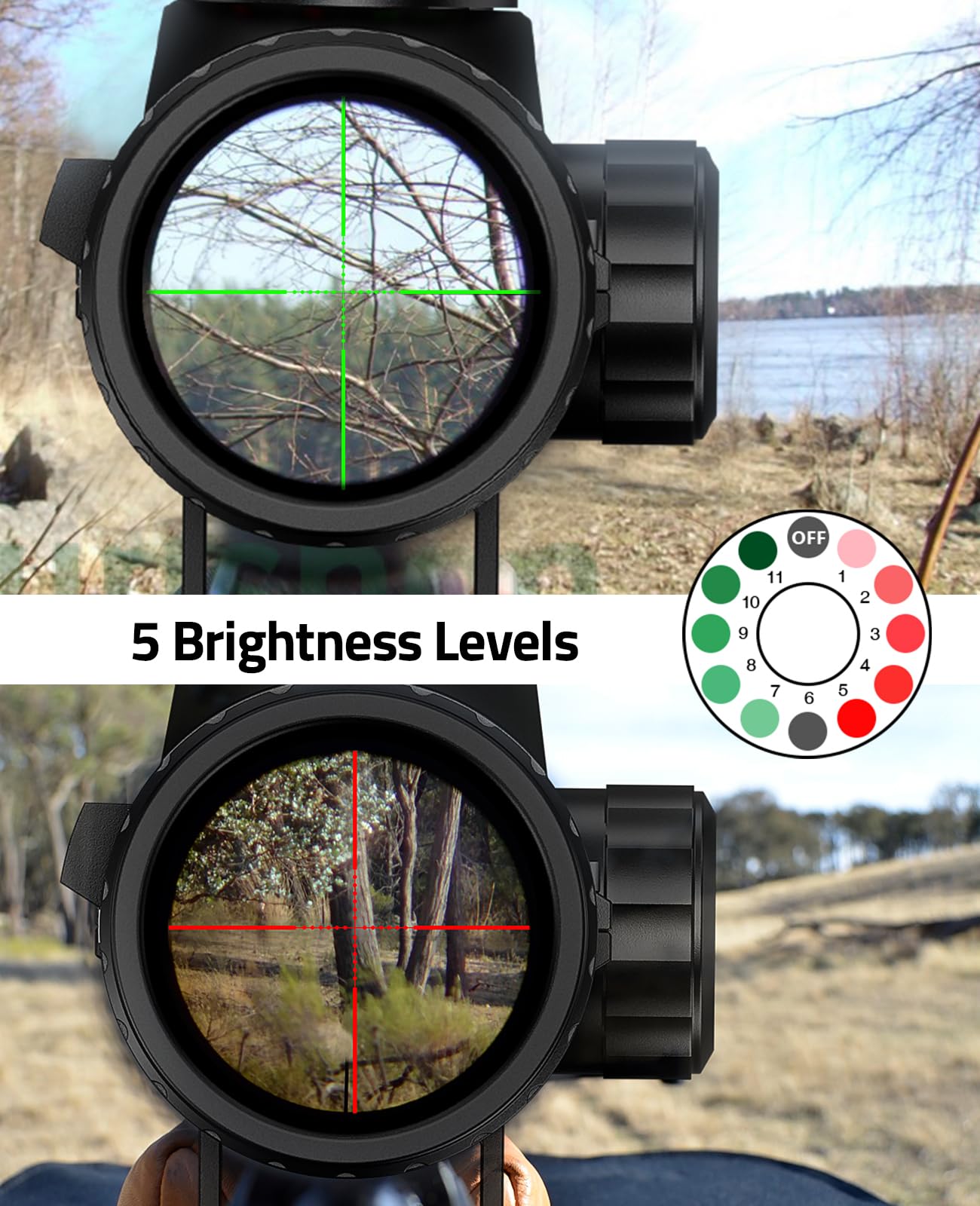 CVLIFE 3-9x40 Rifle Scope, Red & Green Illuminated Optical Riflescope, Mil-dot Reticle Scope for Hunting with Mounts