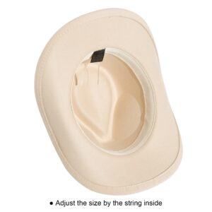 JOYEBUY Classic Wide Brim Women Men Western Style Cowboy Cowgirl Hats with Buckle Belt (Medium, Beige)