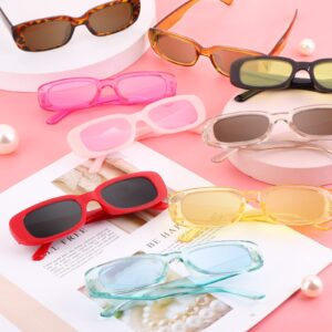 Aodaer 12 Packs Small Rectangle Sunglasses Women Square Sunglasses 90s Retro Fashion Eyewear Vintage Wide Frame Sunglasses