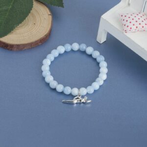 liforlove Swimming Lover Gift Swimmer Inspiration Gifts Swimmer Charm Bracelet Swimming Jewelry for Women (Aquamarine Swimming Bracelet)