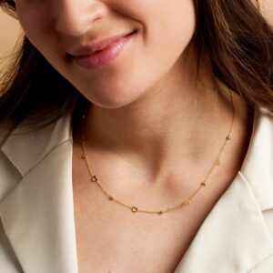 RS Pure by Ross-Simons Italian 14kt Yellow Gold Bead and Heart Station Necklace. 20 inches