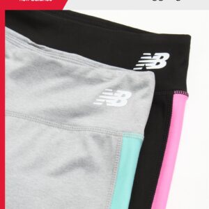 New Balance Girls' Active Leggings - 2 Pack Full Length Performance Yoga Pants (7-16), Size 14-16, Black/Pink Grey