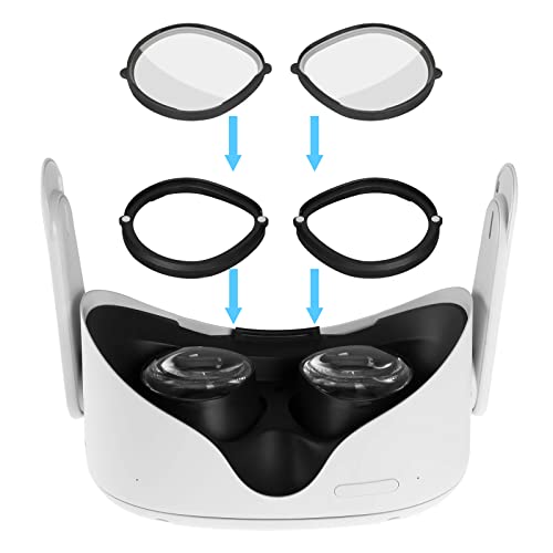 Geekria VR Lens Protector Compatible with Meta Quest 2, Virtual Reality Gaming Accessories, Magnetic Frame Anti-Blue Glass Layer Lens Anti Scratch Ring (1 Pair)