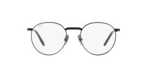 ray-ban rx8237v round titanium prescription eyewear frames, black/demo lens, 50 mm