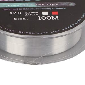 Gaeirt Super Strong Fishing Line, Straight Lightweight 100M Nylon Fishing Line High Strength for Reservoir Fishing(#2.0)