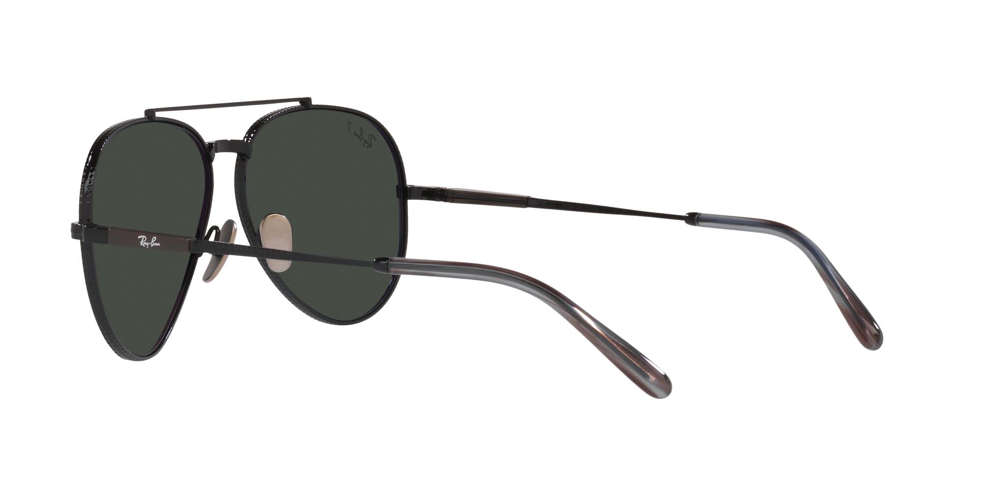 Ray-Ban RB8225 Aviator Titanium Sunglasses, Black/Polarized Dark Grey, 62 mm