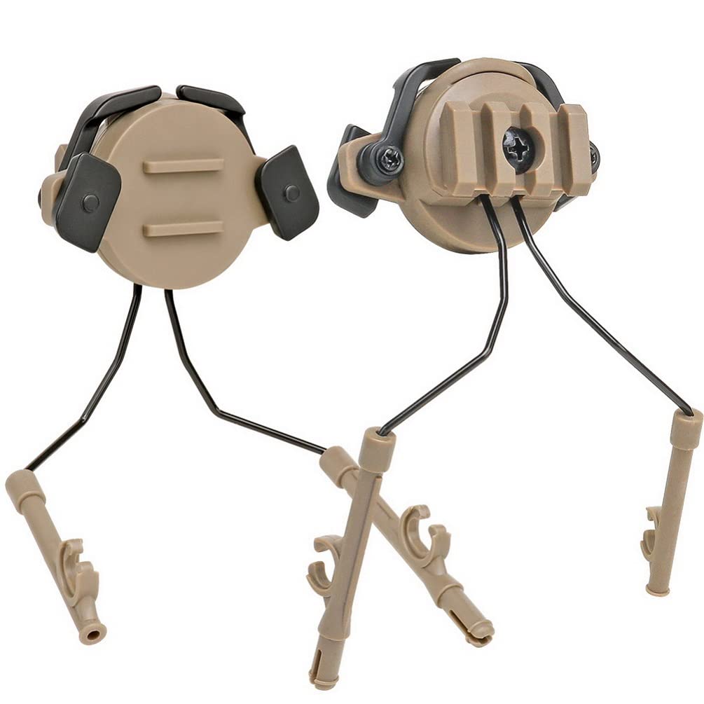 Simways Arc Rail Adaptor Tactical Helmet Rail Suspension Headset Bracket Ear Muff (Tan)