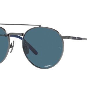 Ray-Ban RB8237 Round II Titanium Sunglasses, Gunmetal/Polarized Blue, 53 mm