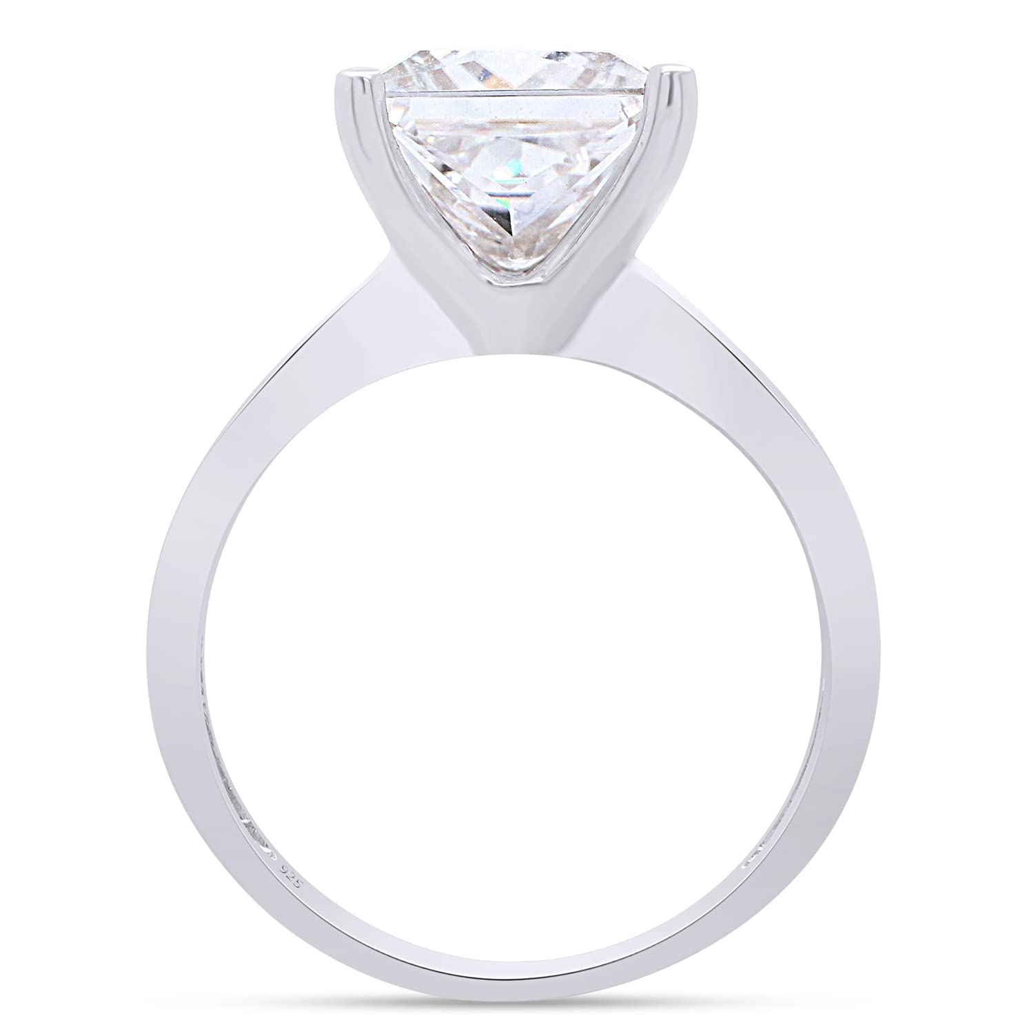 SAVEARTH DIAMONDS 3 1/10 Carat 8.5MM Princess Cut Lab Created Moissanite Diamond Solitaire Engagement Ring In 14K White Gold Over Sterling Silver Jewelry (VVS1 Clarity, 3.10 Cttw) Size-7