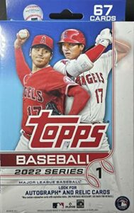 2022 topps series 1 factory sealed hanger box with 67 cards including possible rookies autographs and jersey cards