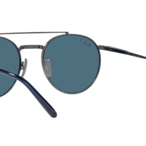 Ray-Ban RB8237 Round II Titanium Sunglasses, Gunmetal/Polarized Blue, 53 mm