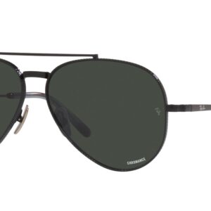 Ray-Ban RB8225 Aviator Titanium Sunglasses, Black/Polarized Dark Grey, 62 mm