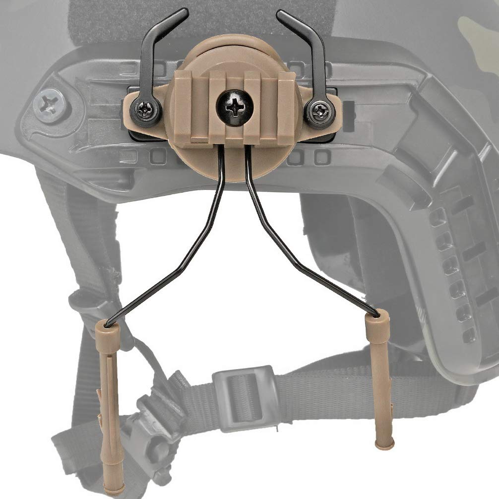 Simways Arc Rail Adaptor Tactical Helmet Rail Suspension Headset Bracket Ear Muff (Tan)