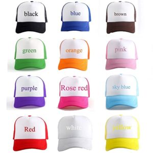 ZMvise Personalized Picture Text Logo Colorful Unisex Adjustable Trucker Hat Custom Mesh Baseball Cap Black