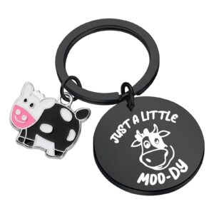 pliti cow gifts cow lover jewelry cow friendship gifts farmer gifts farming gifts just a little moo-dy funny heifer keychain (little moo-dy bl)