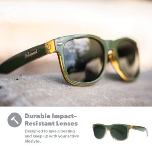 Knockaround Fort Knocks Polarized Sunglasses for Men & Women - Impact Resistant Lenses & Full UV400 Protection, Army Green and Amber Frames/Aviator Green Lenses