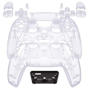 extremerate full set shell with buttons touchpad cover, clear custom replacement decorative trim shell front back plates compatible with p s 5 controller bdm-010 020 - without controller