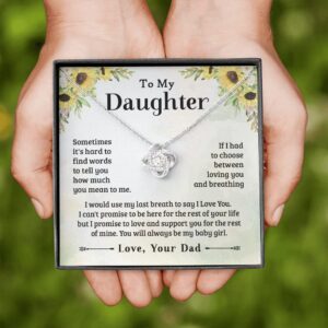 Father to Daughter Gifts from Dad Necklace, Necklace for Dad, My Daddy On Birthday, Mothers Day, Includes Message Card Style 2 (DS-5419683)