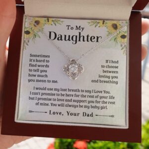 Father to Daughter Gifts from Dad Necklace, Necklace for Dad, My Daddy On Birthday, Mothers Day, Includes Message Card Style 2 (DS-5419683)