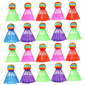 veemoon 20pcs badminton shuttlecocks,colorful badminton balls plastic birdies balls for indoor outdoor exercise training sports activities fitness (random color