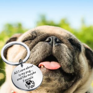 PENQI Pug Dog Keychain Pug Lover Owner Gift All I Care About Is My Pug And Like Maybe 3 People Keychain Pug Mom Gift (my pug keychain)