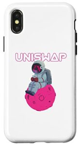 iphone x/xs uniswap uni cute moon man crypto currency investor trader case