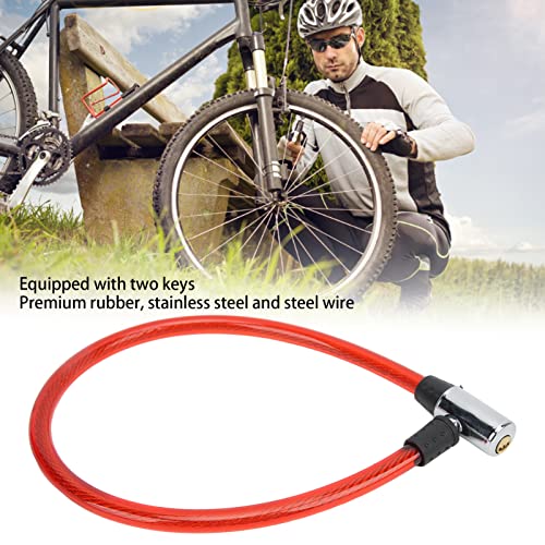 Cable Lock, Widely Used Portable Size Two Keys Bike Cable Durable Material Steel Wire for Motorcycle for Gate for Bike(red)