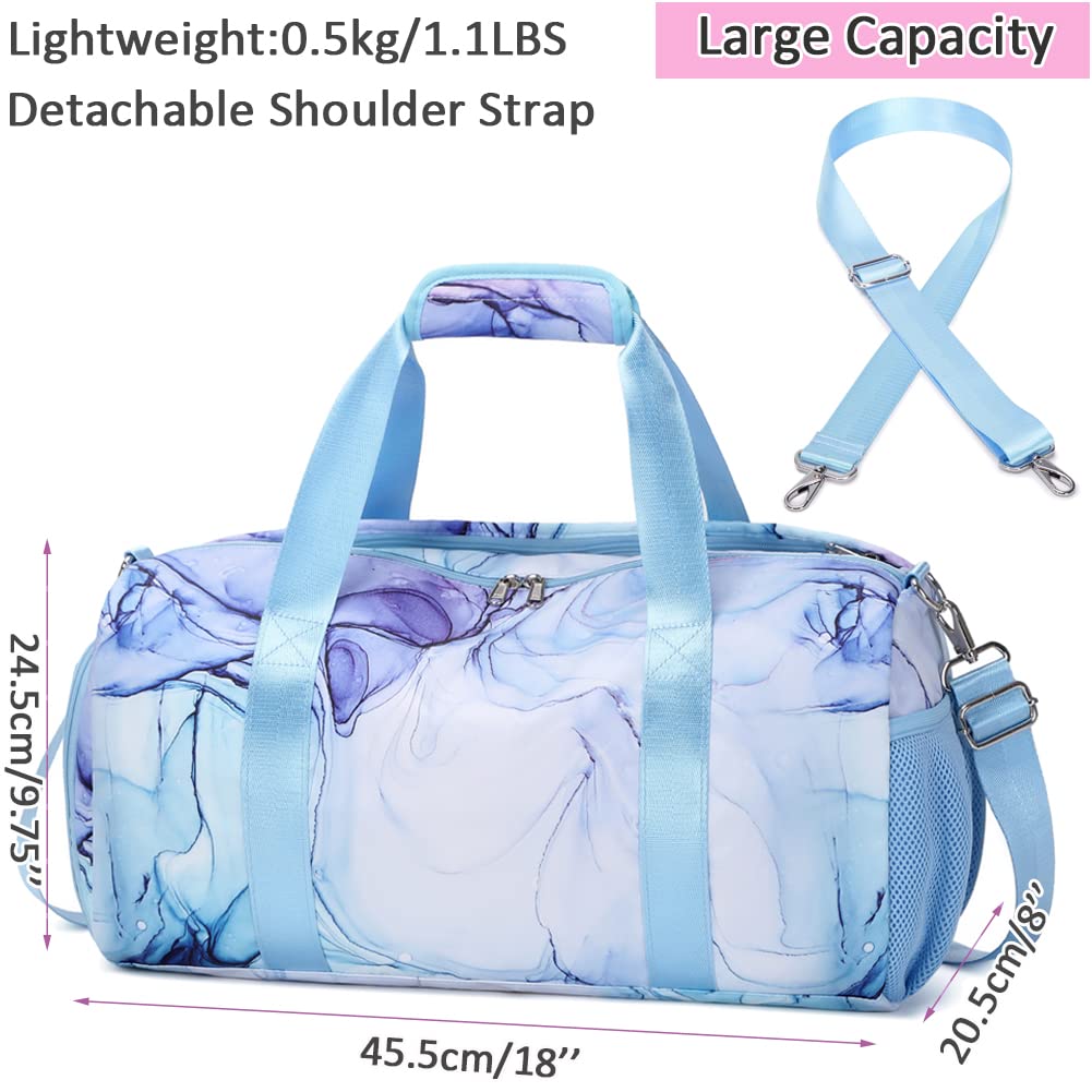 Travel Duffle Bag for Kids Girls Unicorn Weekender Bag Overnight Bag for Girls Water Resistant Sports Gym Bag with Shoe Compartment Wet Pocket