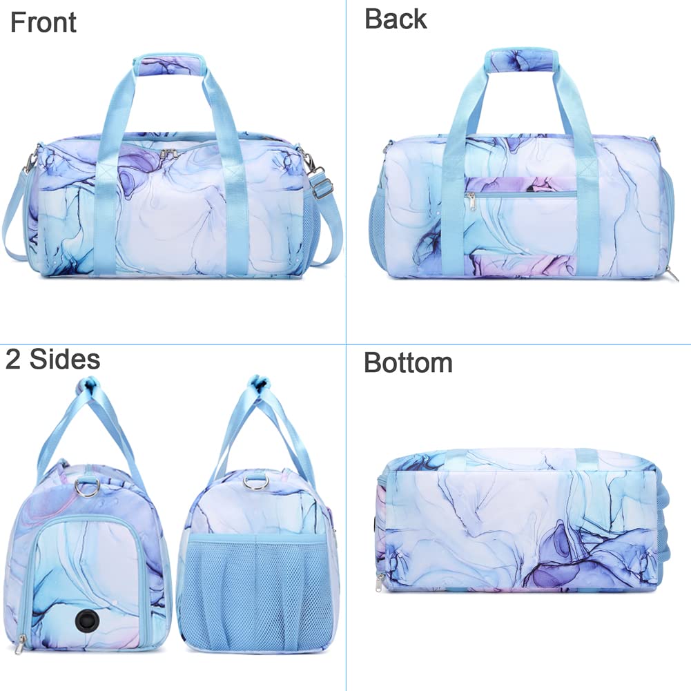 Travel Duffle Bag for Kids Girls Unicorn Weekender Bag Overnight Bag for Girls Water Resistant Sports Gym Bag with Shoe Compartment Wet Pocket