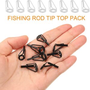 10 Pieces Fishing Rod Tip Repair Kit Rod Tips Kit Replacement for Freshwater Saltwater Rods Stainless Steel Ceramic Ring Guide Replacement Kit