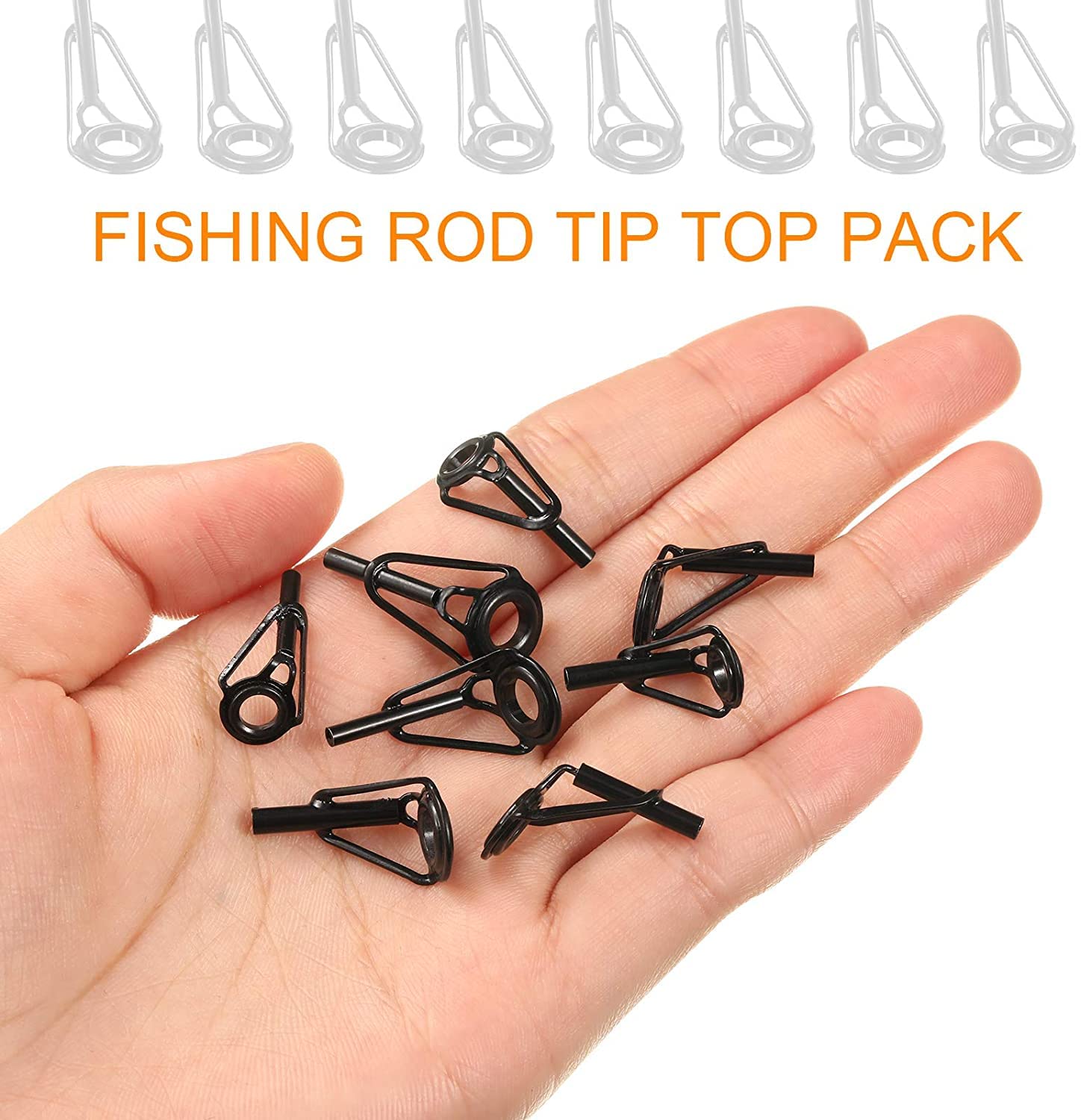 10 Pieces Fishing Rod Tip Repair Kit Rod Tips Kit Replacement for Freshwater Saltwater Rods Stainless Steel Ceramic Ring Guide Replacement Kit