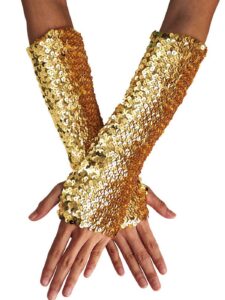 yikisdy sequins fingerless glove sparkly gold gloves rave mermaid glove for women (gold)