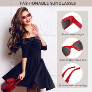 Aodaer 16 Pair Woman Small Rectangle Sunglasses Fashionable Wide Frame Sunglasses Retro Vintage Square Eyewear for Women Girls