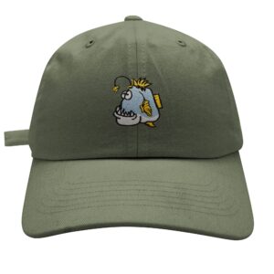 jpak angler fish dad hat embroidered baseball cap funny olive green