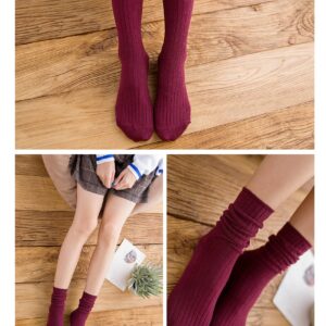 Norther30° Womens Cotton Crew Socks Soft Cotton Casual Solid Color Socks Stretchy Above Ankle Socks for Women Girls 7Pairs