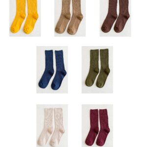 Norther30° Womens Cotton Crew Socks Soft Cotton Casual Solid Color Socks Stretchy Above Ankle Socks for Women Girls 7Pairs