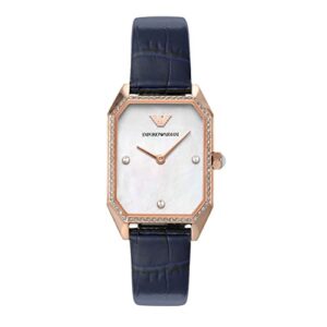 emporio armani women's two-hand blue leather watch (model: ar11466)