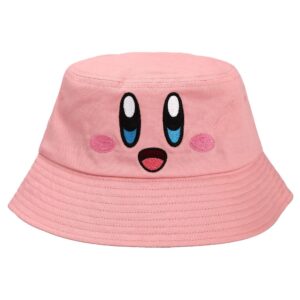 bioworld kirby main character face bucket hat pink