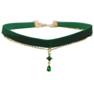 momocat green velvet choker necklace preppy cute trendy dainty necklaces aesthetic jewelry emerald lace chokers necklace adjustable for women teen girls