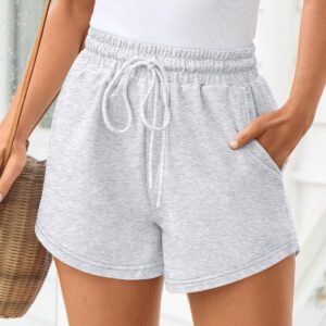 Trendy Queen Womens Sweat Shorts Casual Summer Comfy Lounge Athletic Shorts Elastic Cotton Running Shorts Grey M