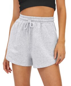 trendy queen womens sweat shorts casual summer comfy lounge athletic shorts elastic cotton running shorts grey m