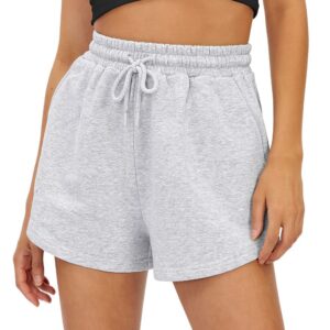 Trendy Queen Womens Sweat Shorts Casual Summer Comfy Lounge Athletic Shorts Elastic Cotton Running Shorts Grey M