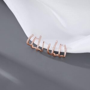 SLUYNZ Solid 925 Sterling Silver Claw Earrings Huggie for Women Half Hoop Earrings Cuff Earrings Wrap (C-Rose Gold Plated)