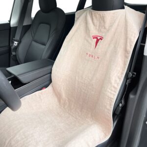 piora upgraded compatible with tesla model s / 3 / x/y seat cover - sweat towel seat cover for dog & kid seat protect accessories, no strap